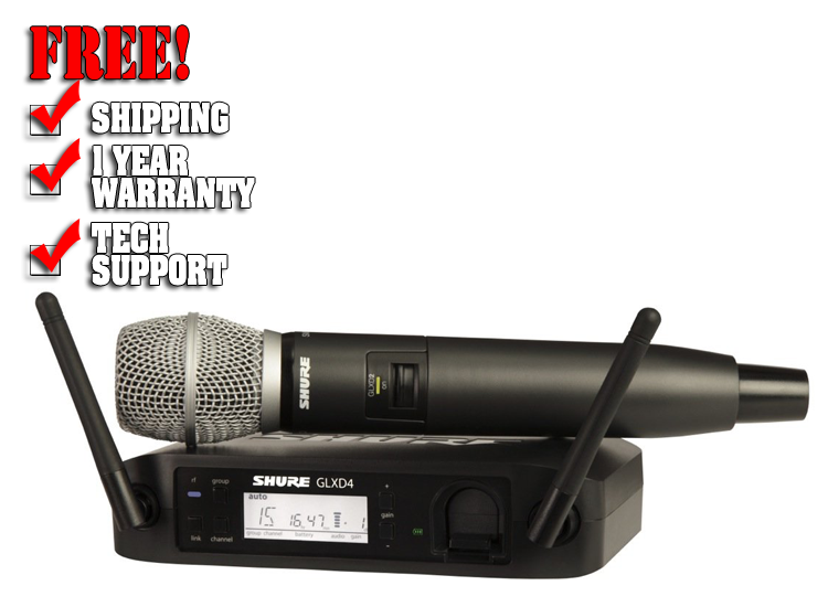 Shure GLXD24/SM86 Digital Handheld Wireless SM86 Microphone System, Band Z2 (2.4 GHz) | DJ Audio ...