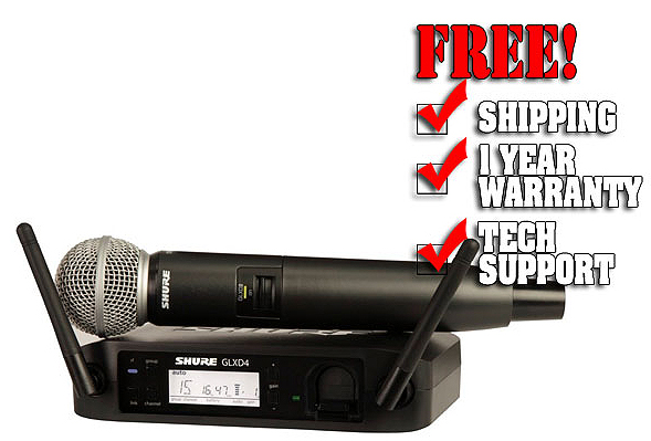 Shure GLXD24/SM58 Digital Handheld Wireless Microphone System, 123DJ.com