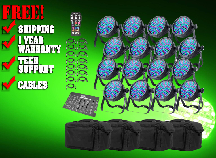 (16) Marq Lighting Colormax Slimpar Style Par64 LED Wash Lights Package ...