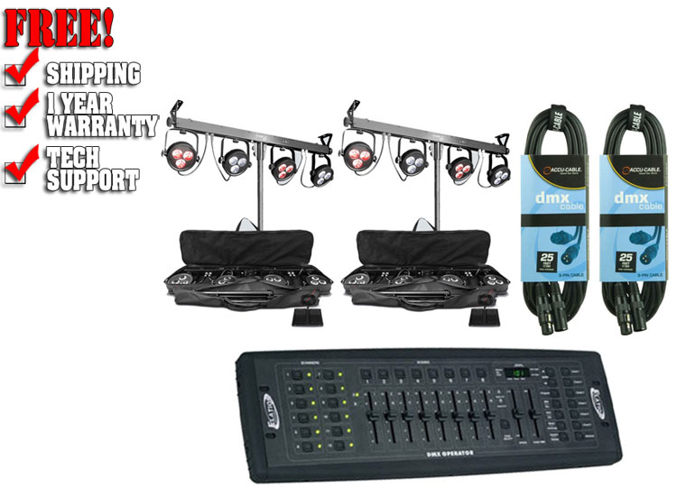 2x CHAUVET DJ 4BAR LT USB + Controller + Cables | DJ Light Packages ...