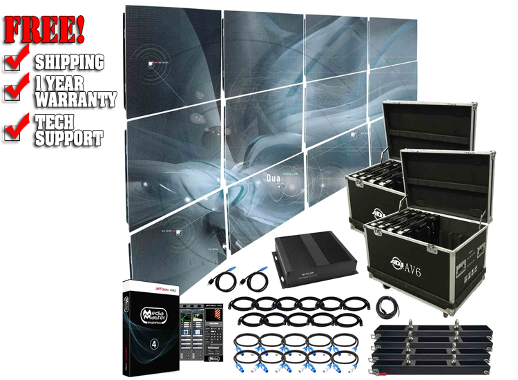 American DJ AVX4X3 AV6X 6mm LED Video Wall 4x3 Complete System Package ...